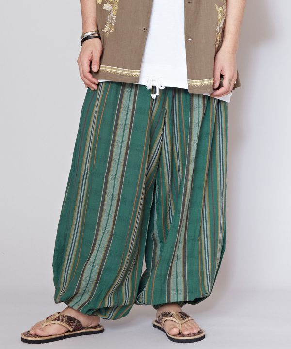 Men's Striped Cotton Harem Pants - Ametsuchi